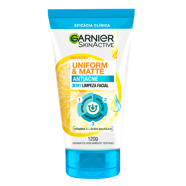 Limpeza Facial 3 em 1 Antiacne Garnier: Controle e Clareza